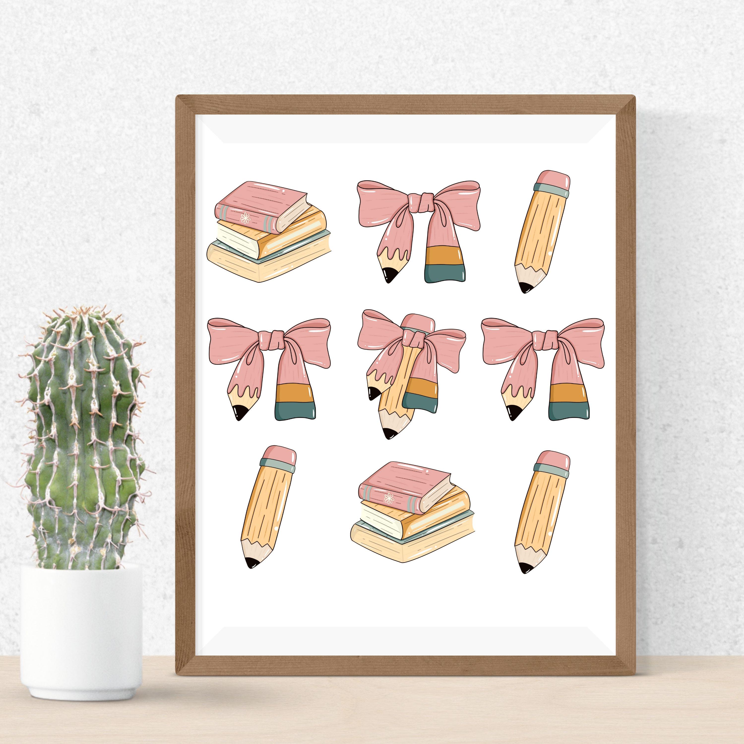 Coquette Pencil Clipart, Teacher Pencil Coquette Bow PNG, Teacher Gifts ...