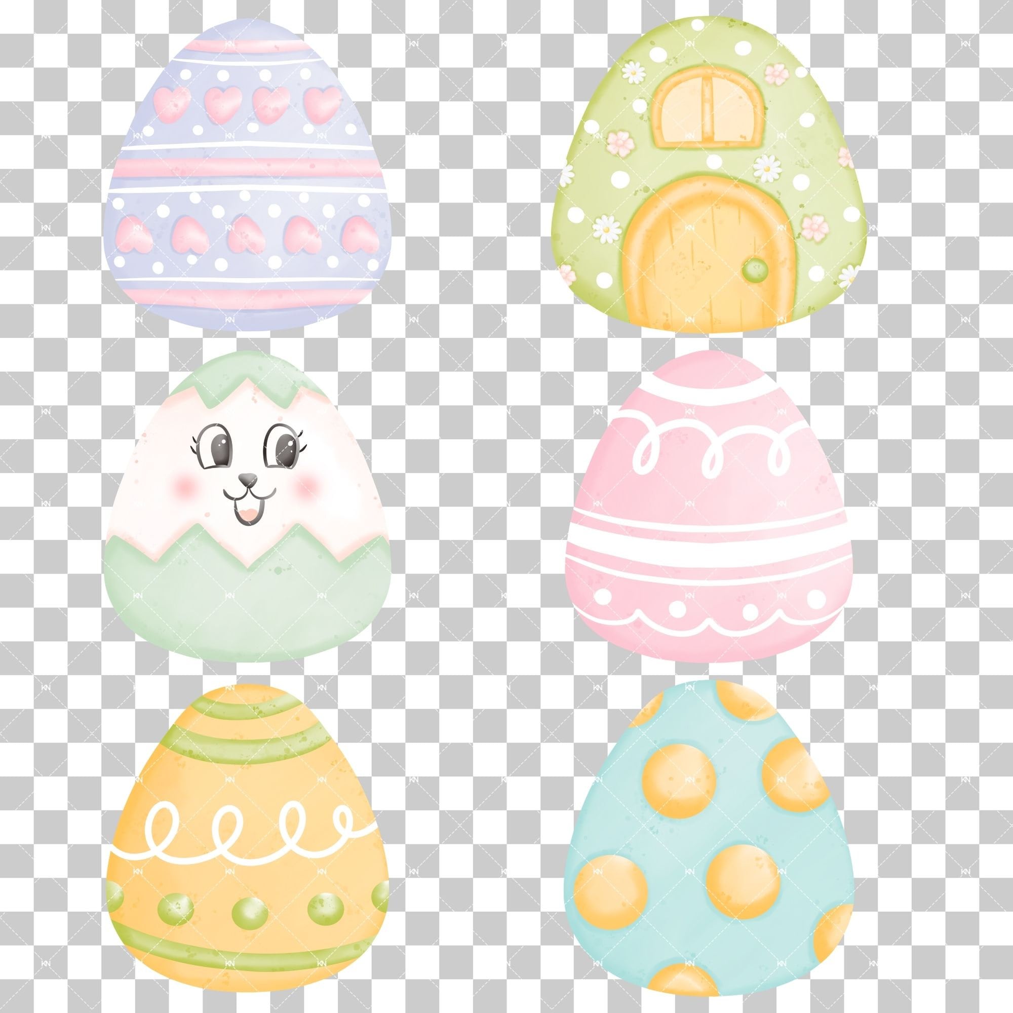 Easter Egg Clipart, Cute Watercolor Colorful Easter Egg, Springtime ...