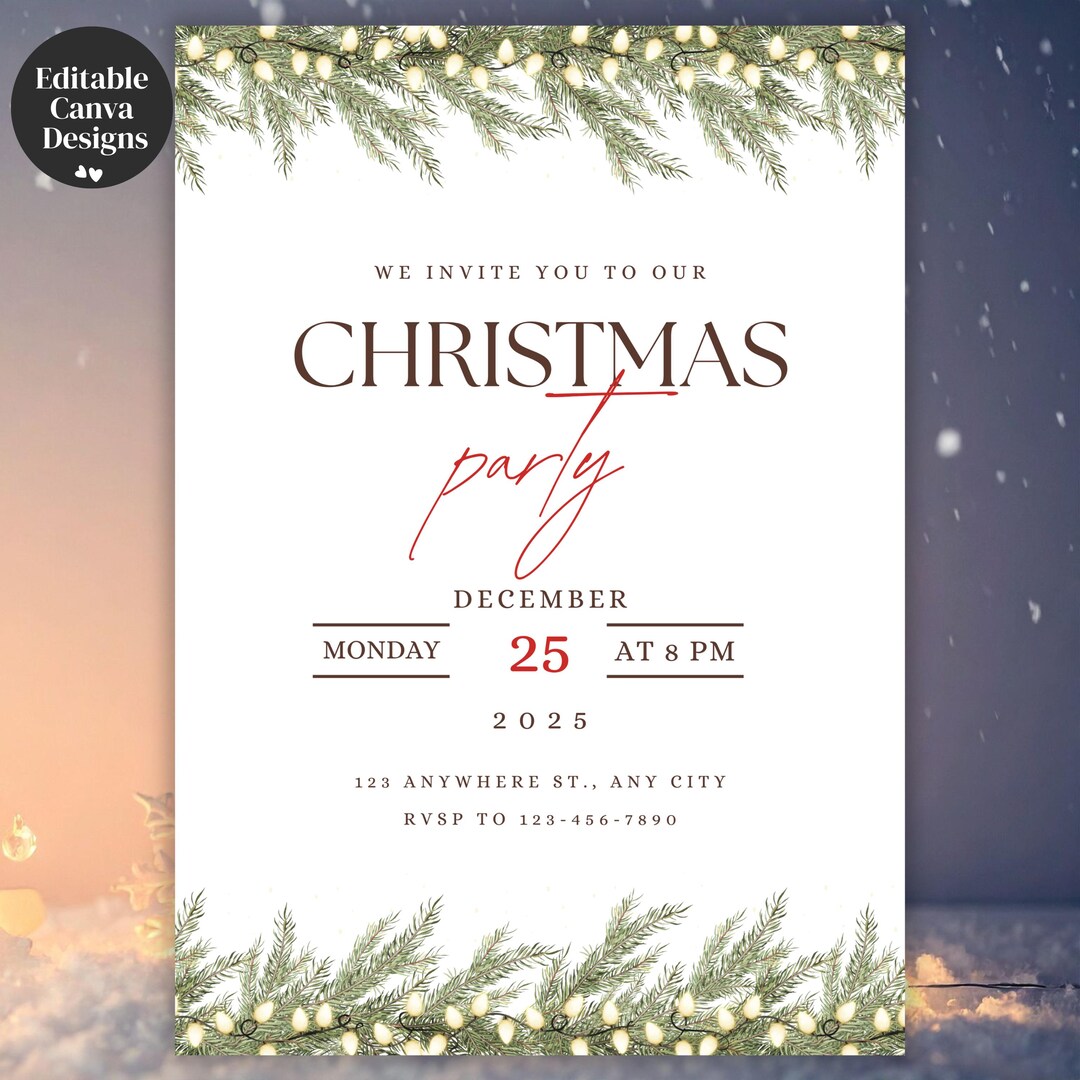 Editable Christmas Party Invitation, Printable Christmas Party Invite ...