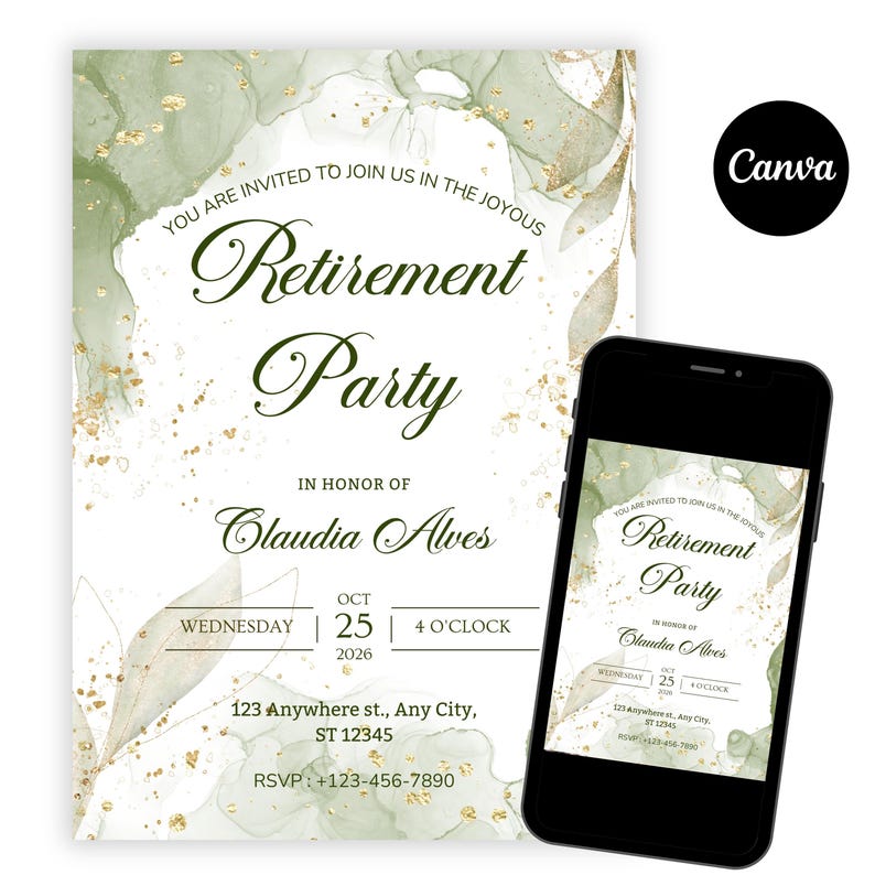 Editable Retirement Party Invitation Template, Customizable for ...