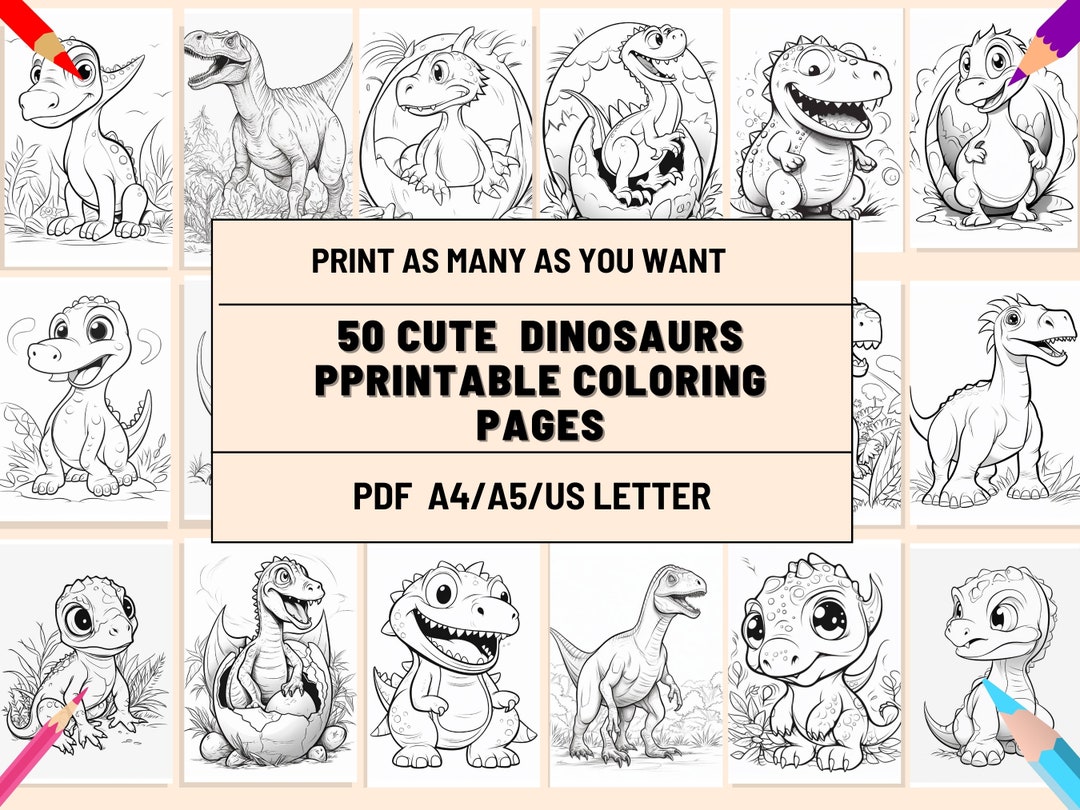 50 Cute Dinosaur Coloring Pages for Kids, Baby Dinosaur Coloring Pages ...