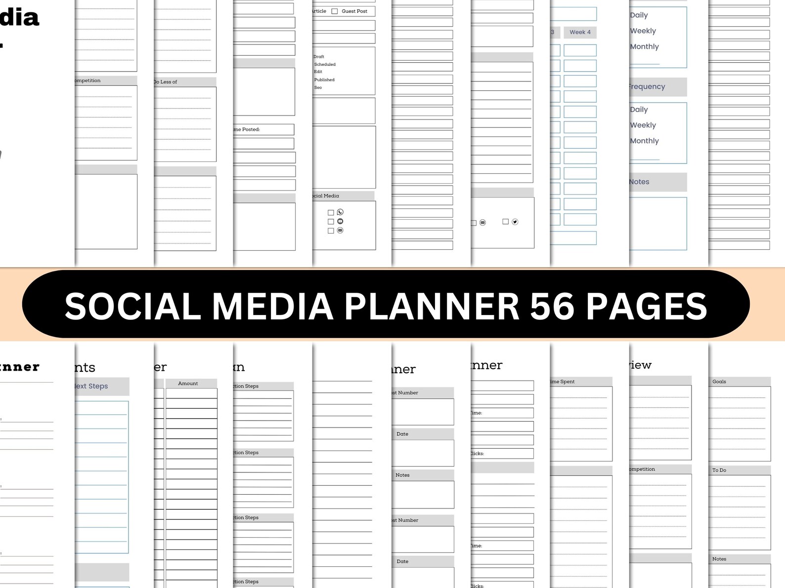 Social Media Planner Printable, Content Planner for Instagram, Youtube ...