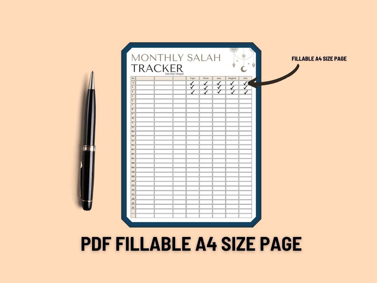 A4,A5,US Letter Salah Tracker Pdf, Salah Times, Salah Prayer ...