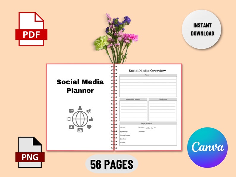 Social Media Planner Printable, Content Planner for Instagram, Youtube ...