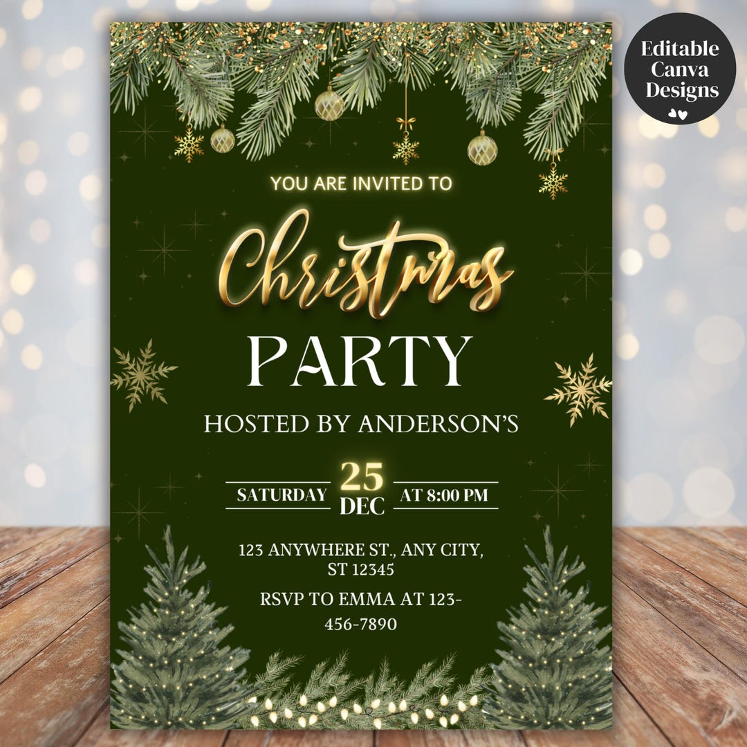 Editable Printable Christmas Invitation, Holiday Celebration Template ...