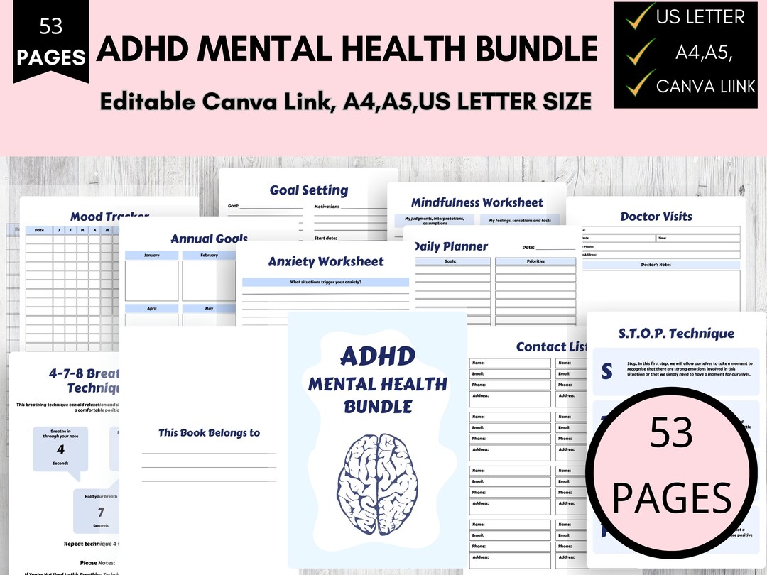 ADHD Mental Health Resource Bundle | Mental Health Strategies, Healing ...