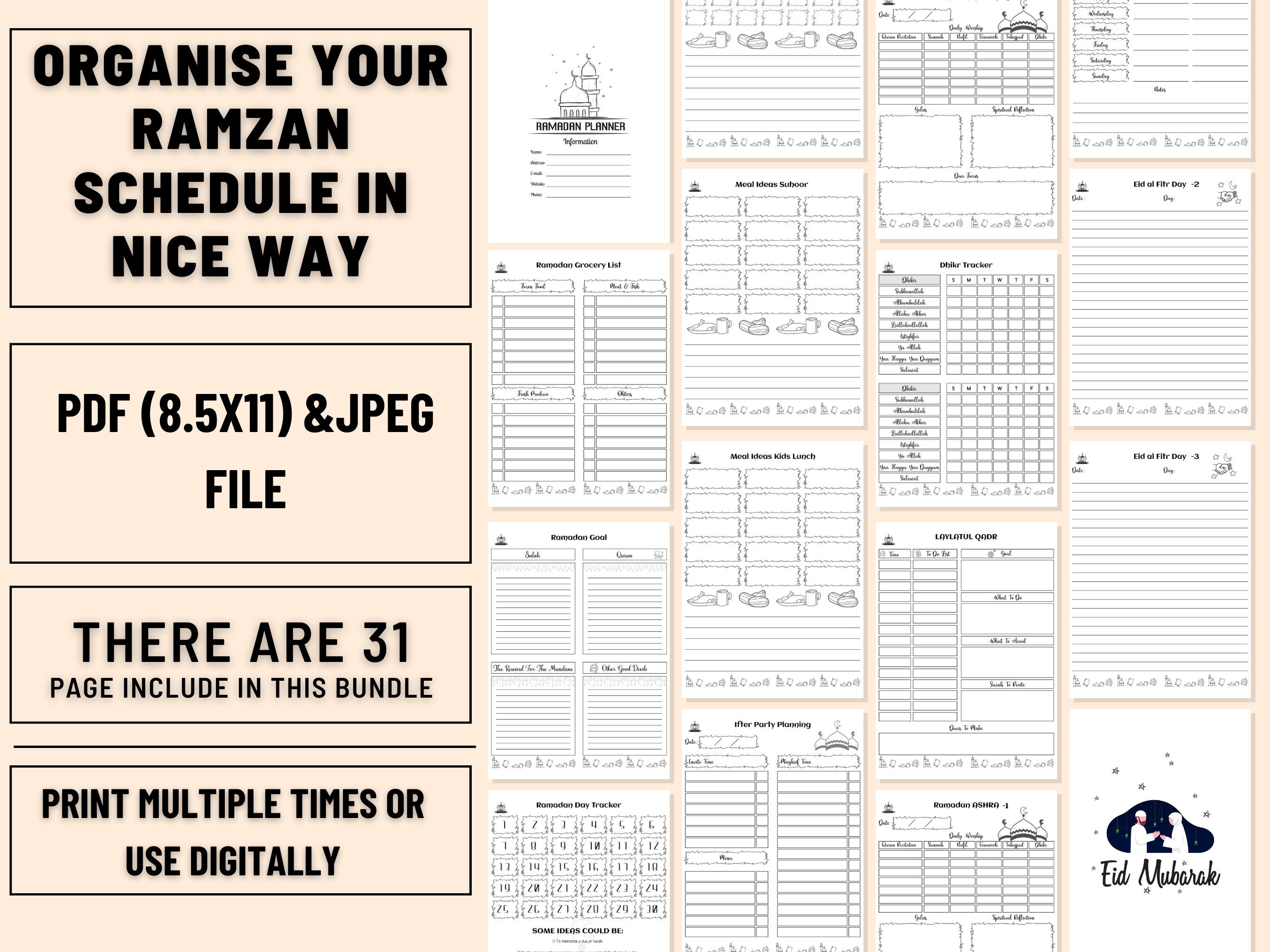 Ramadan Planner 2024 Printable. Ramadan Gift. Daily Schedule. Islamic ...