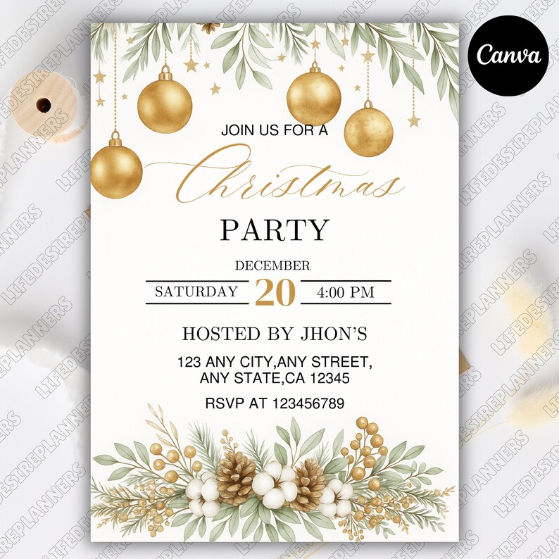 Christmas Party Invitation, Digital Printable Xmas Party E-vite ...