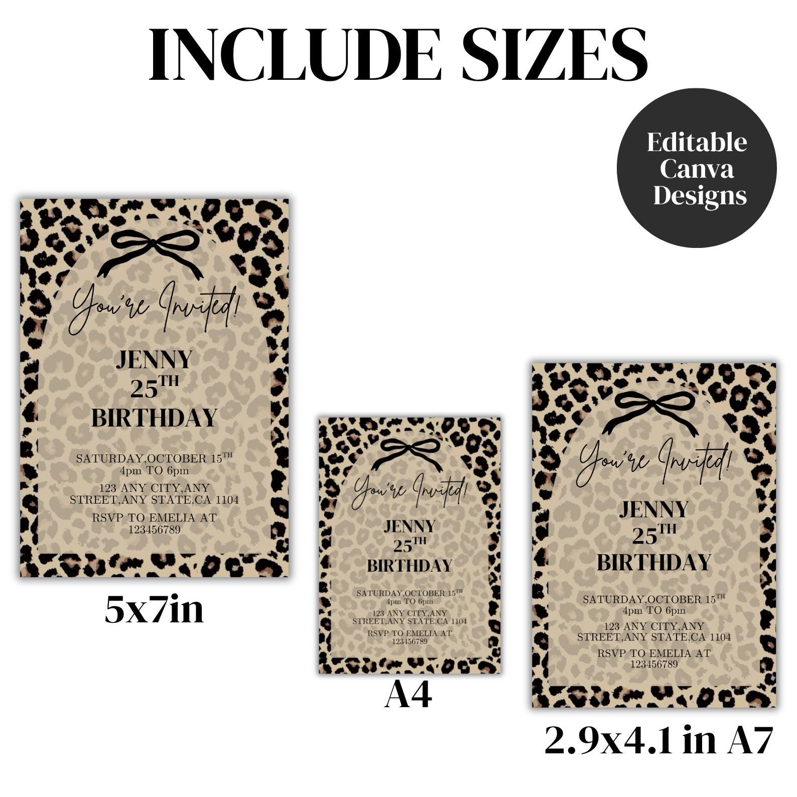 Cheetah Print Birthday Invitation, Black Bow Coquette Party Printable ...
