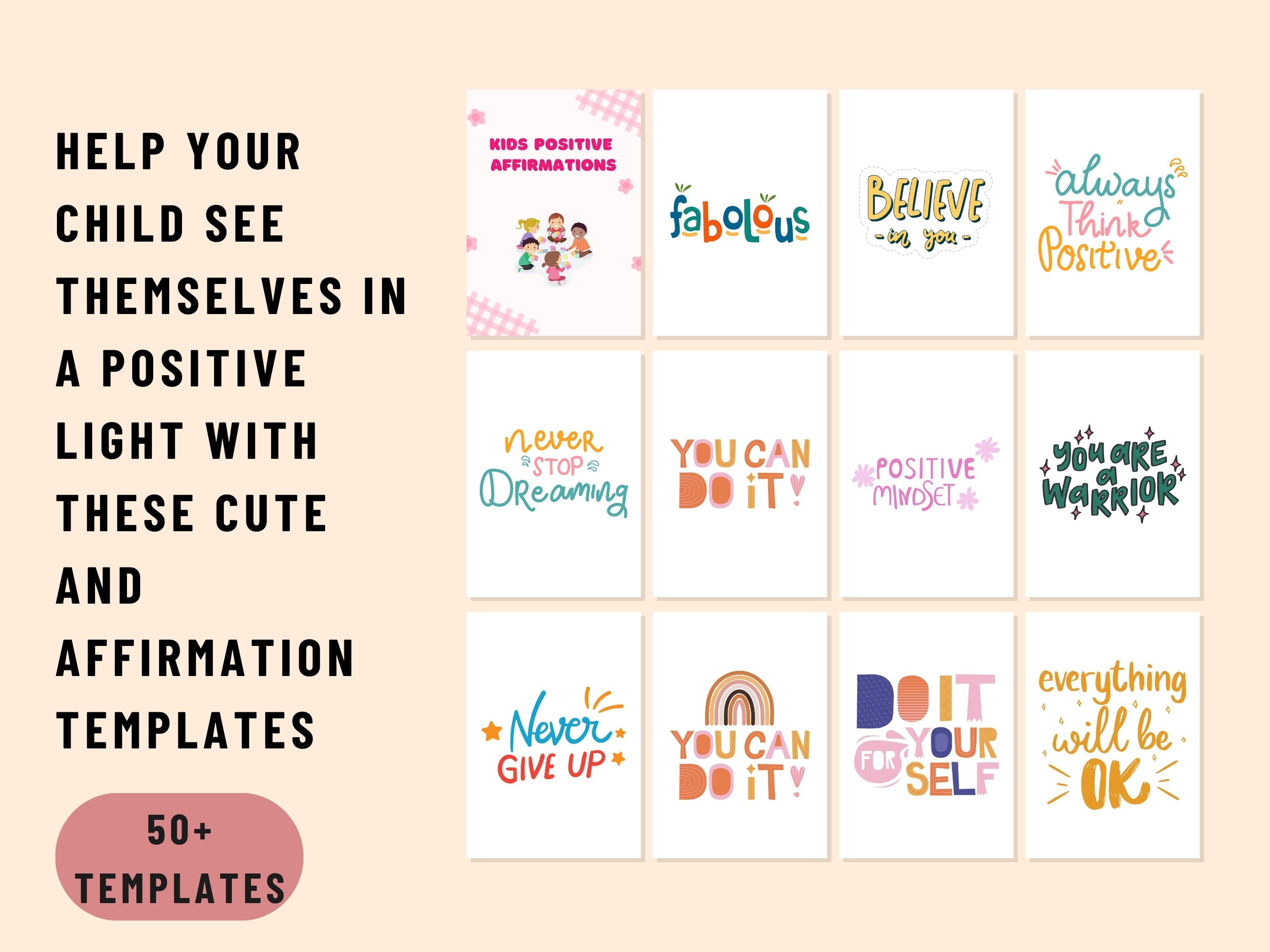 Printable Affirmation for Kids, Motivational Templates, Playroom Poster ...