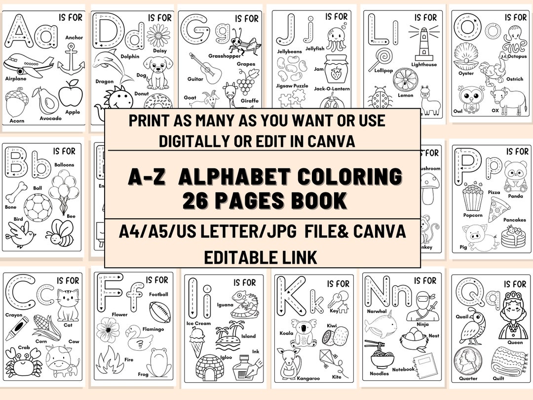 26 Printable Alphabet Coloring Pages Worksheets for Kids: Preschool ...