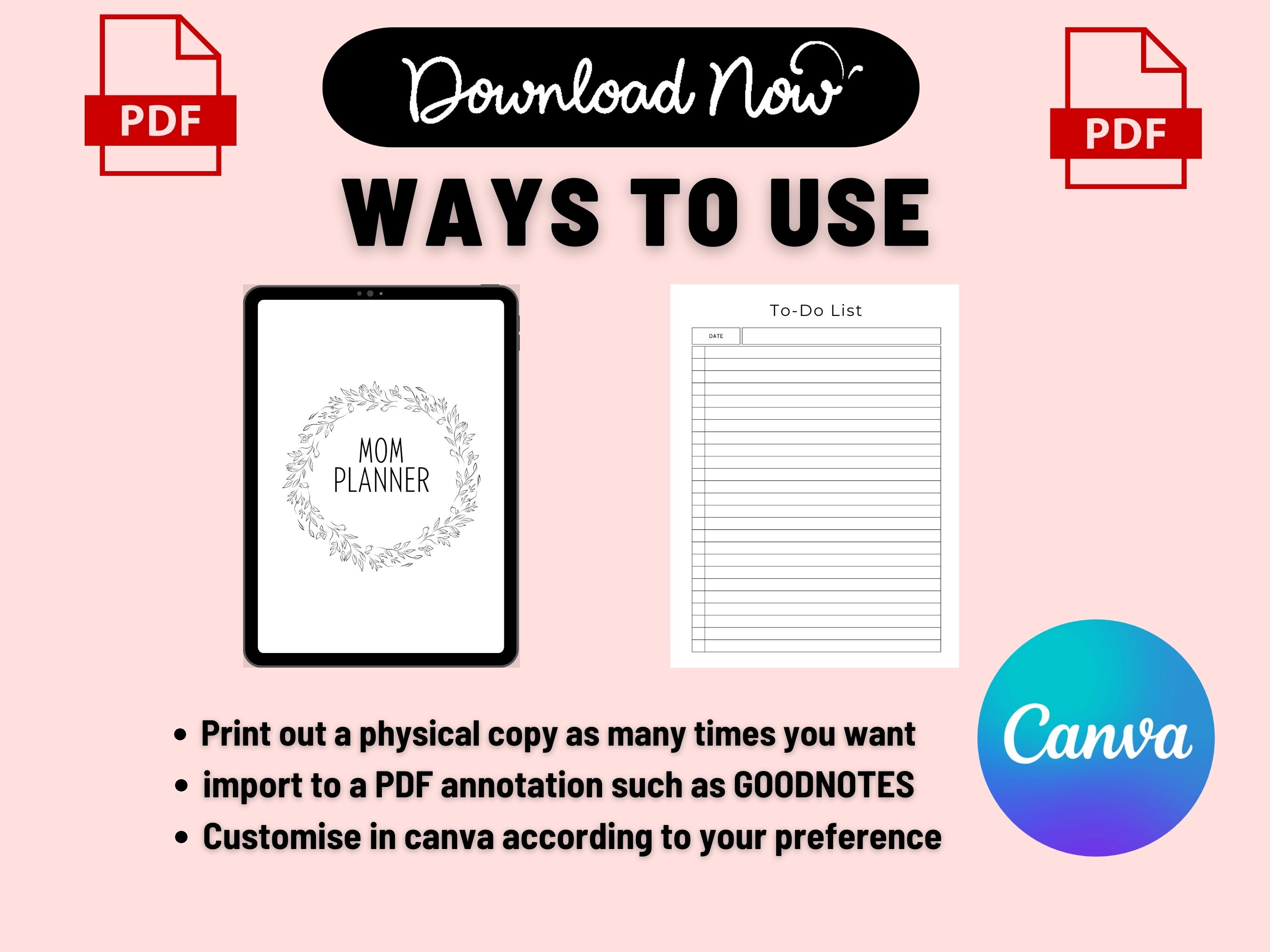 Fillable Busy Mom Planner, Printable Planner, Household , Mom on the Go Planner, Home Management ...