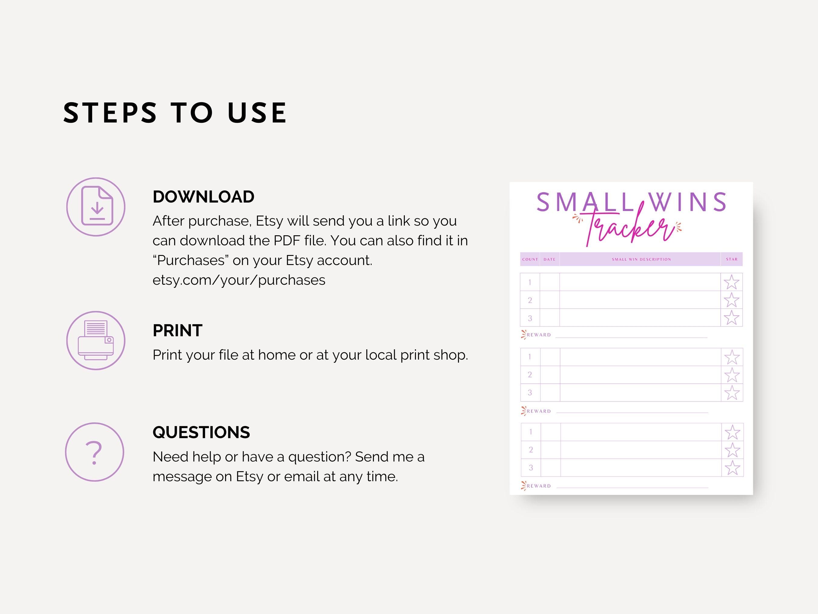 Small Wins Tracker, Small Wins Printable, Celebrate Small Wins ...