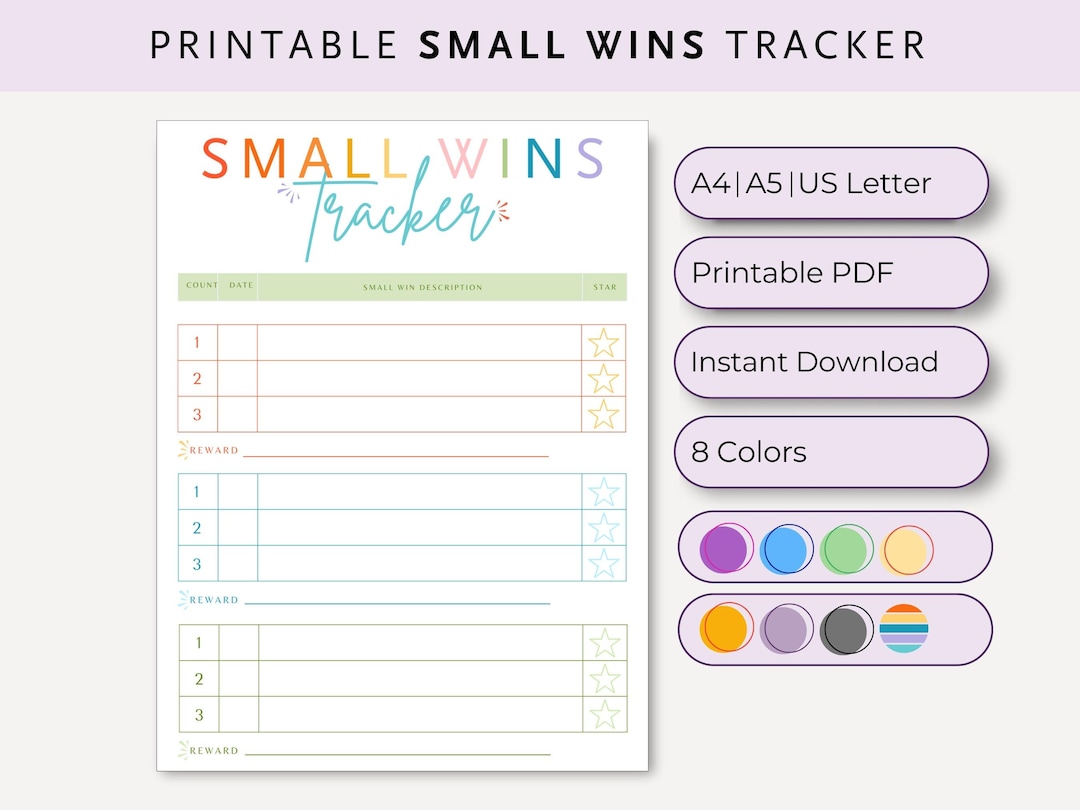 Small Wins Tracker, Small Wins Printable, Celebrate Small Wins ...