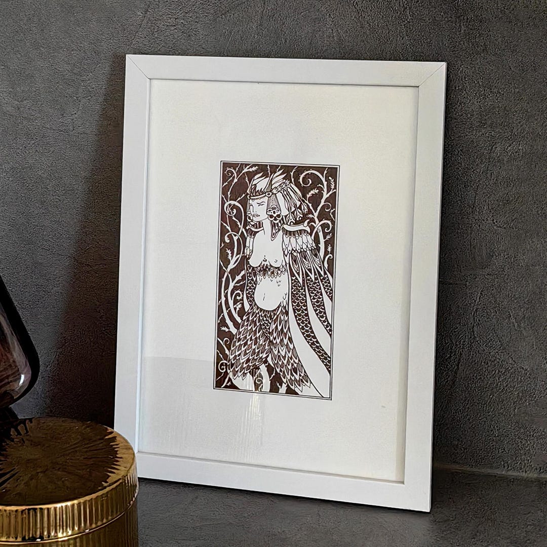 A Winged Lady. Original Hand Drawing in Brown Ink on A4 Paper. - Etsy