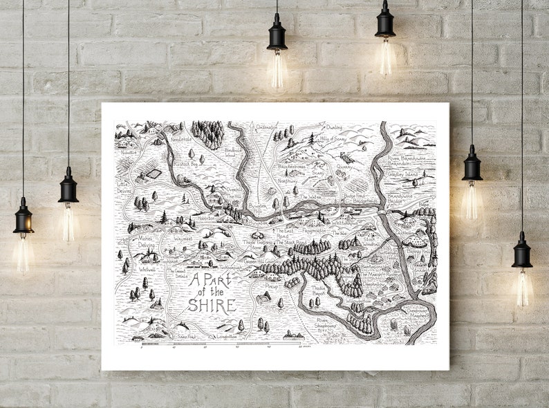 A Part of the Shire Detailed Map PDF A1 Size Colouring Sheet in Black ...
