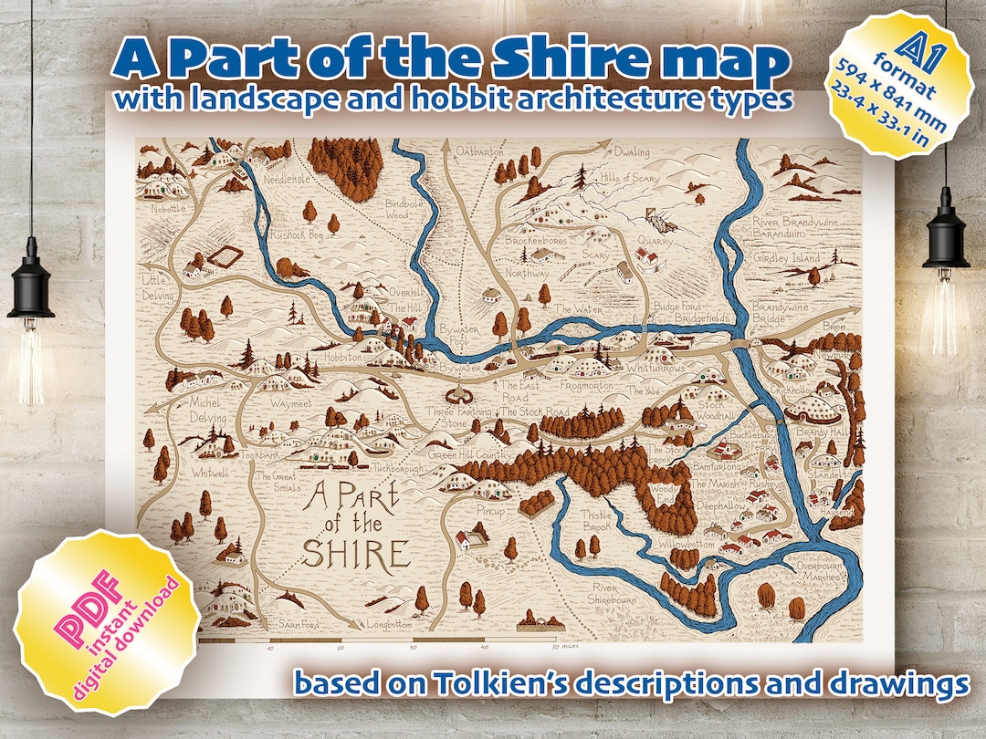 A Part of the Shire Detailed Map PDF A1 Size in Colour - Etsy