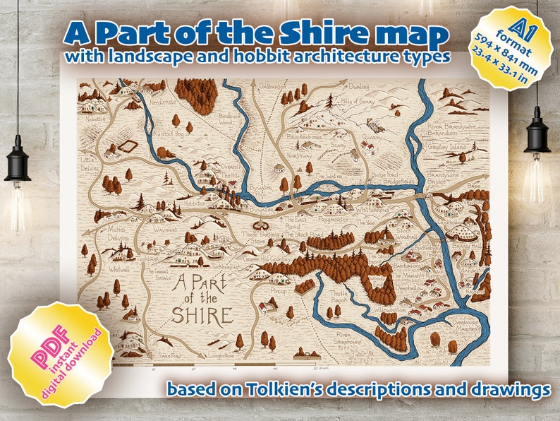 Shire Map PDF A1 Size in Colour - Etsy