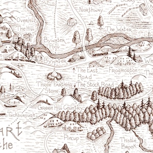 A Part of the Shire Detailed Map PDF A1 Size Colouring Sheet in Black ...