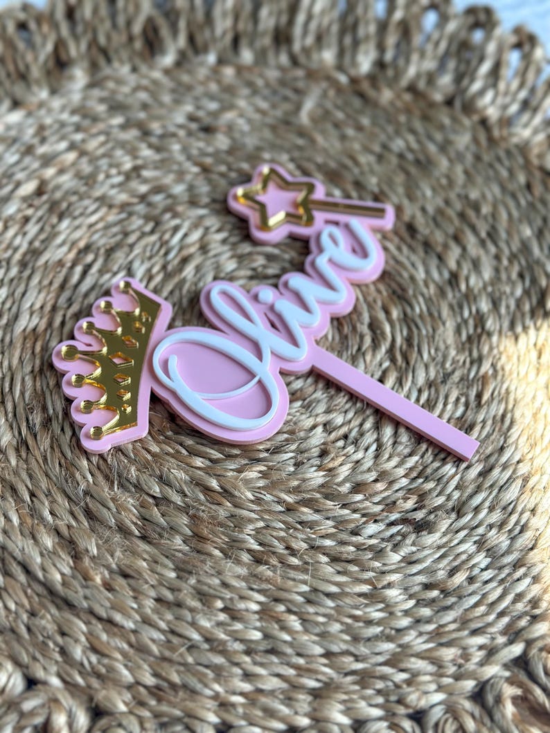 Princess Theme Cake Topper | Tiara Cake Topper | 3D Cake Topper ...
