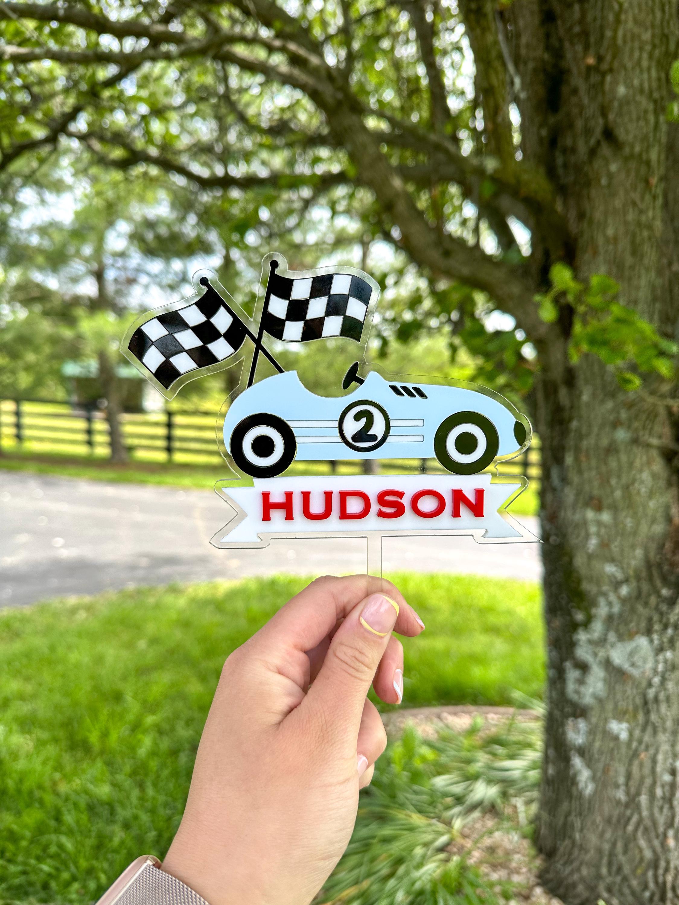 Race Car Birthday Cake Banner | Race Car Number Cake Topper | Race Car ...