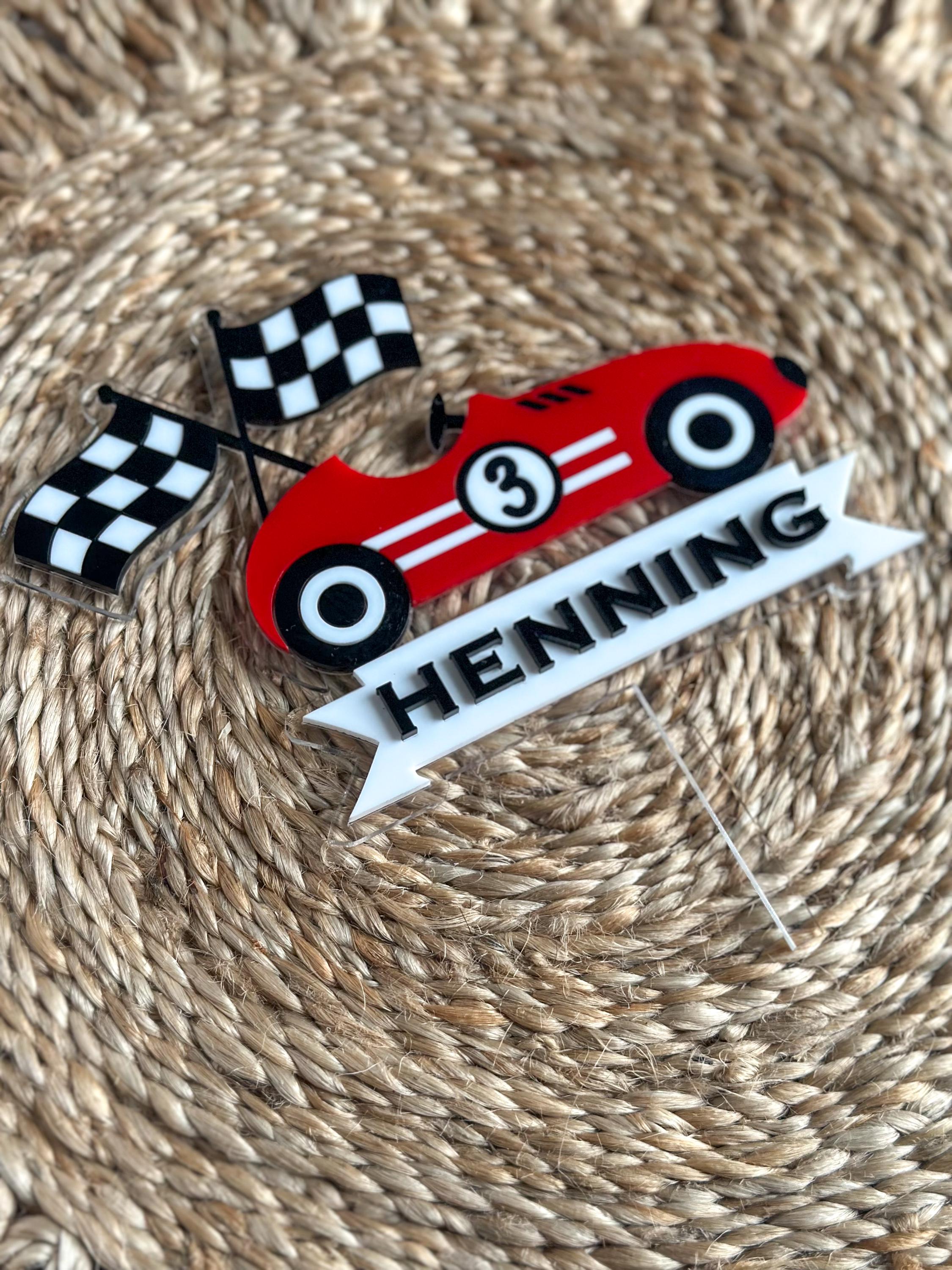 Race Car Birthday Cake Banner | Race Car Number Cake Topper | Race Car ...