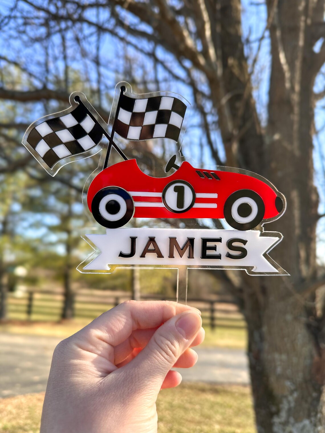 Race Car Birthday Cake Banner | Race Car Number Cake Topper | Race Car ...