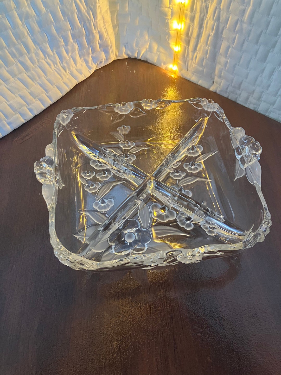 Mikasa Maria Crystal From West Germany Raised Flower Four Part Serving ...