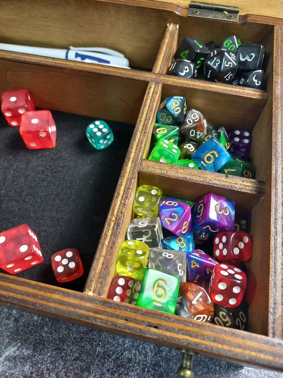 Dice Tower Set Wooden Box Organizer Rpg With Sections for Storing Dice ...