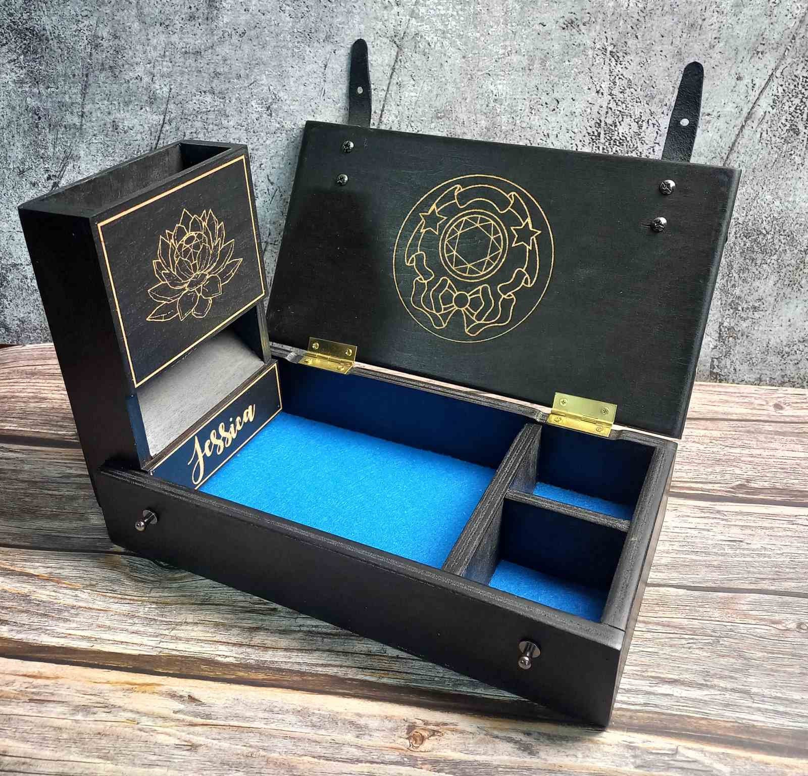 Golden Compass Box for Travel and Adventure Dice Box and Dice Tray ...