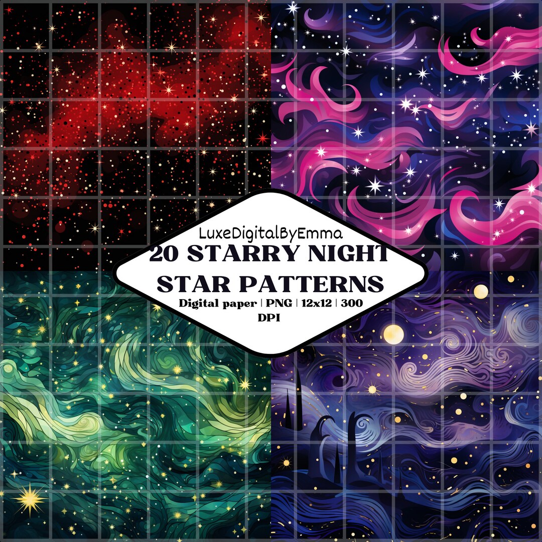 STARRY NIGHT STAR Patterns, Digital Paper, Digital Patterns - Etsy