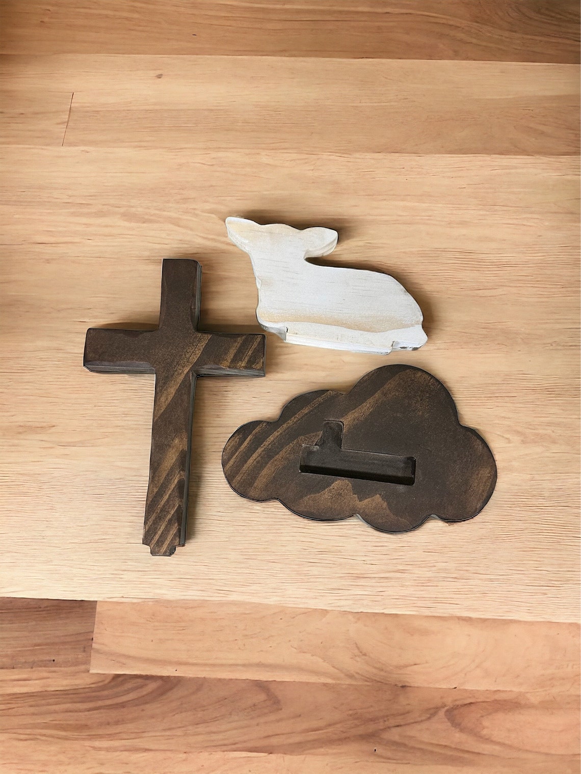Cross and Lamb Wooden Easter Countertop Art, Easter Decor Spring Decor ...