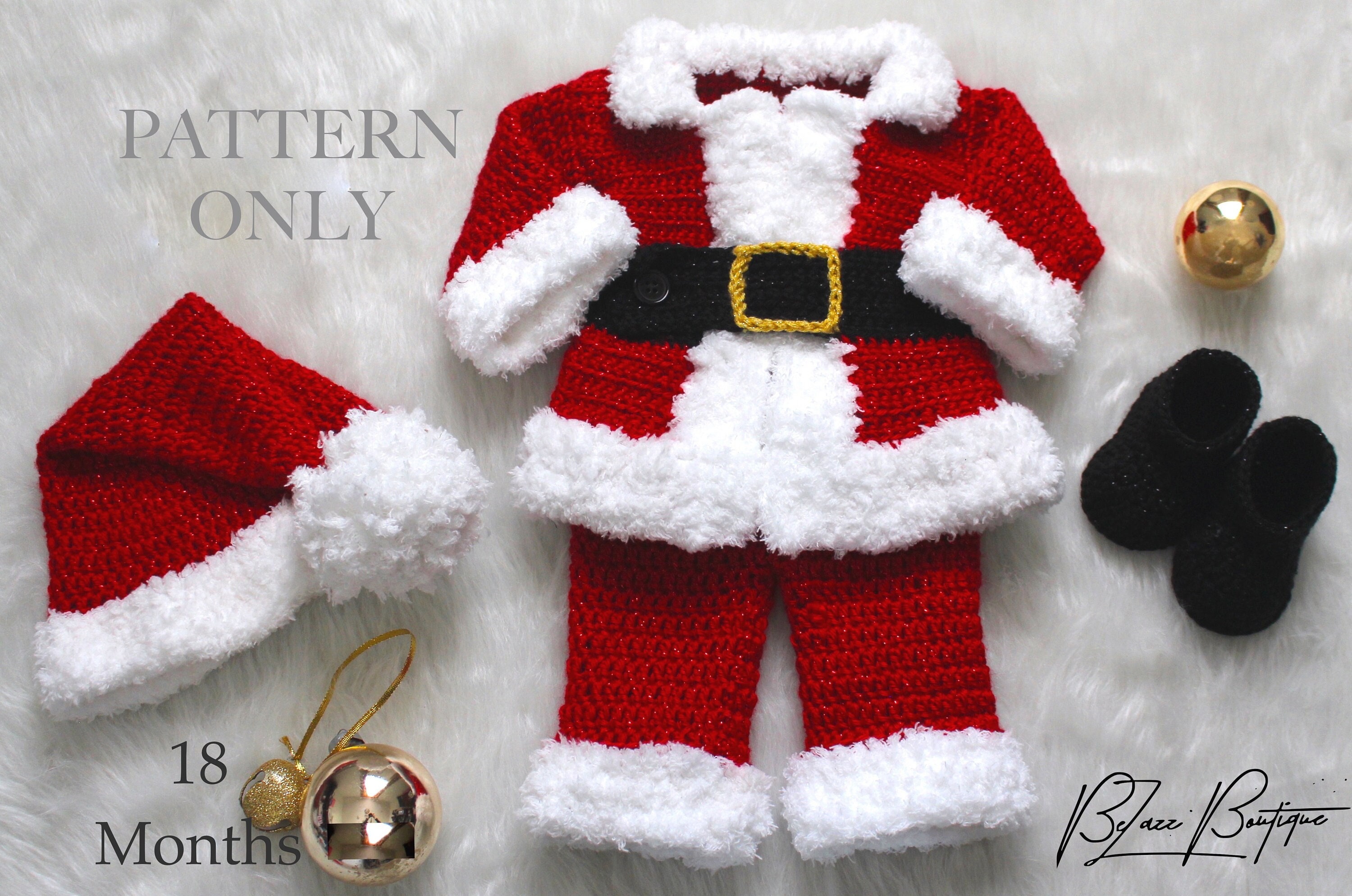 Christmas Baby Santa Suit Pattern Santa Hat & Santa Boots - Etsy