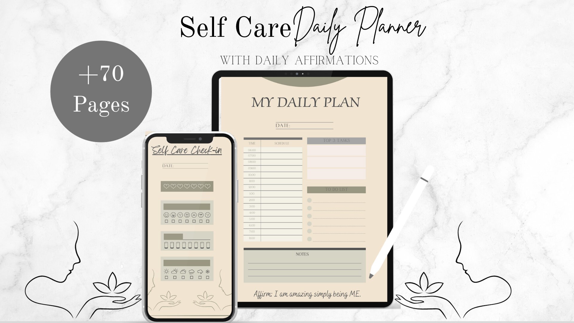 My Daily Self-care Planner Digital Planner Affirmation Planner Daily ...