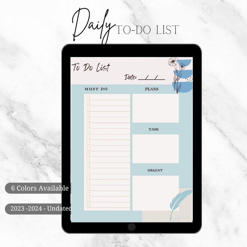 Daily To-do List Digital Download Digital to Do List Task Checklist ...