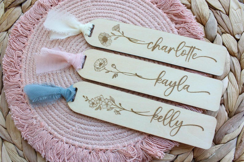 Personalized Bookmarks | Birth Flower Bookmark | Bridesmaids Gift Idea ...