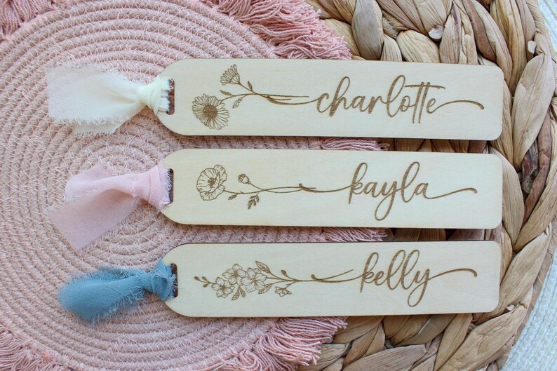 Personalized Bookmarks | Birth Flower Bookmark | Bridesmaids Gift Idea ...