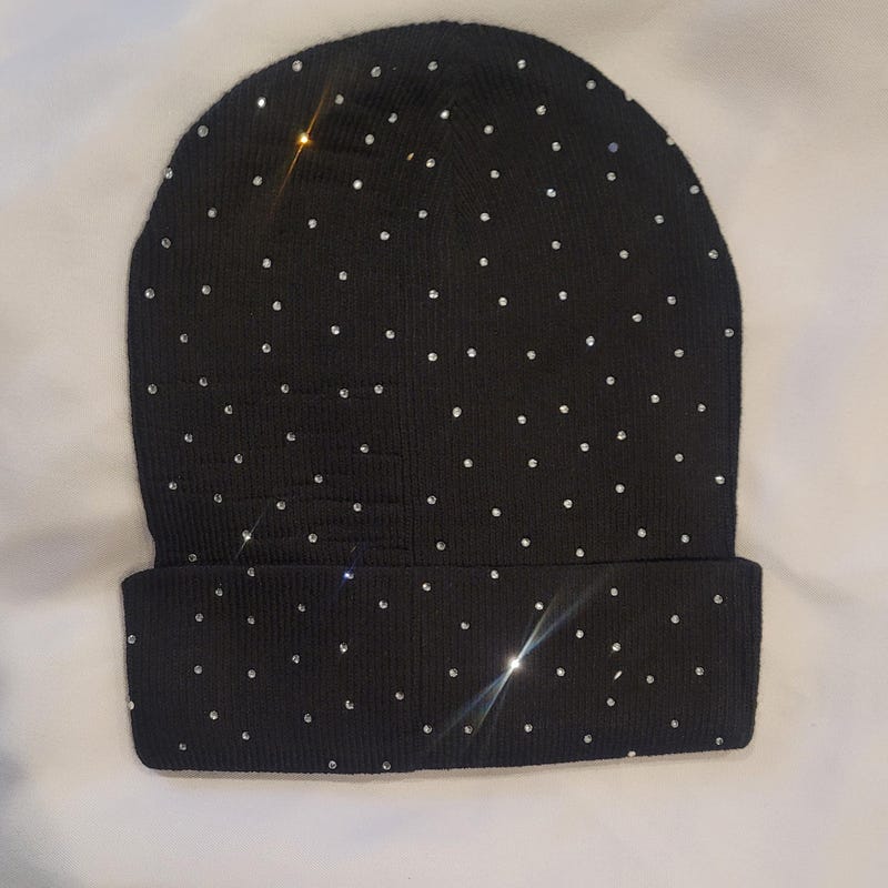 Black Beanie Rhinestone - Etsy