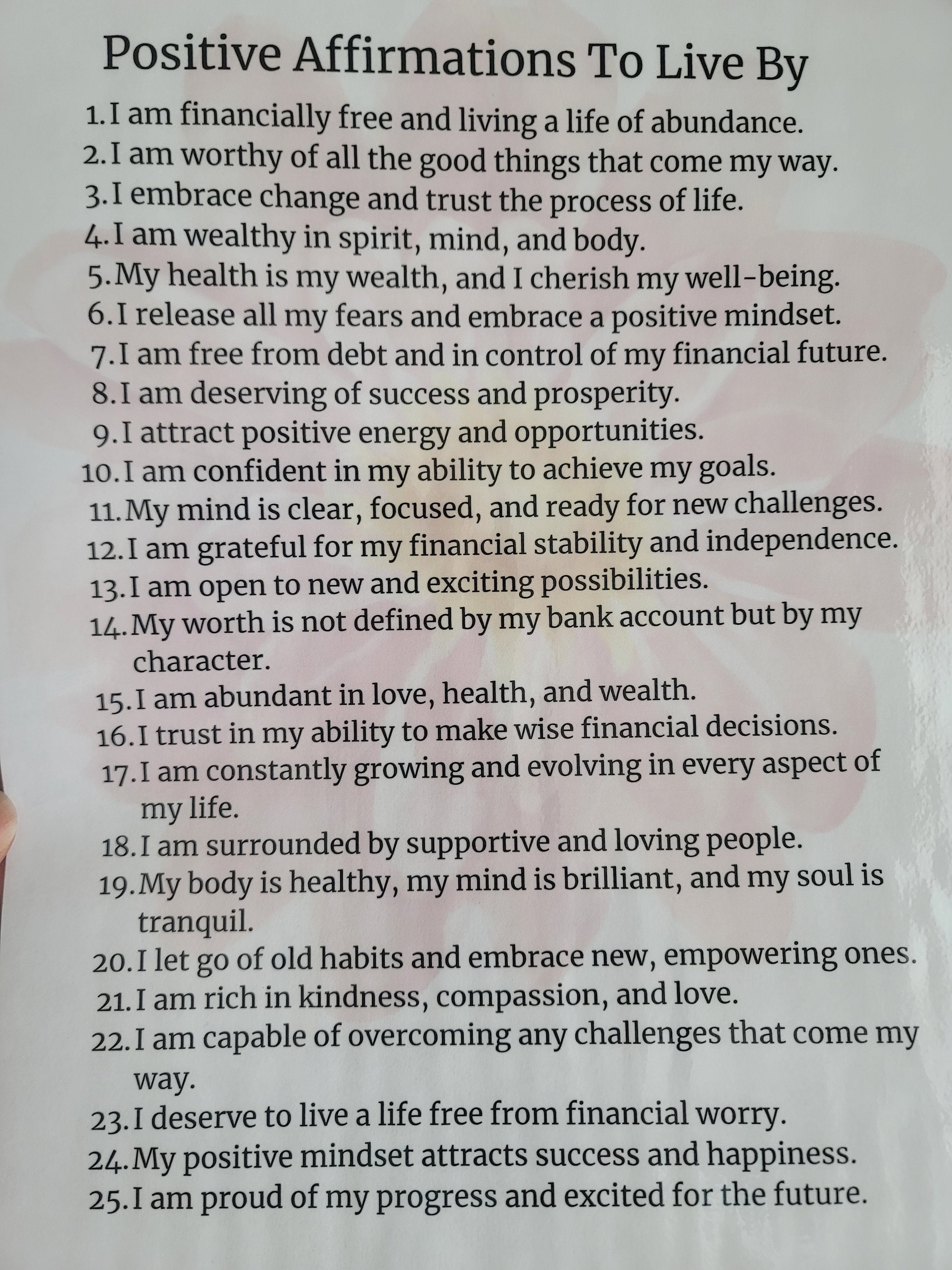 Positive Affirmations to Live by (PDF) - Etsy