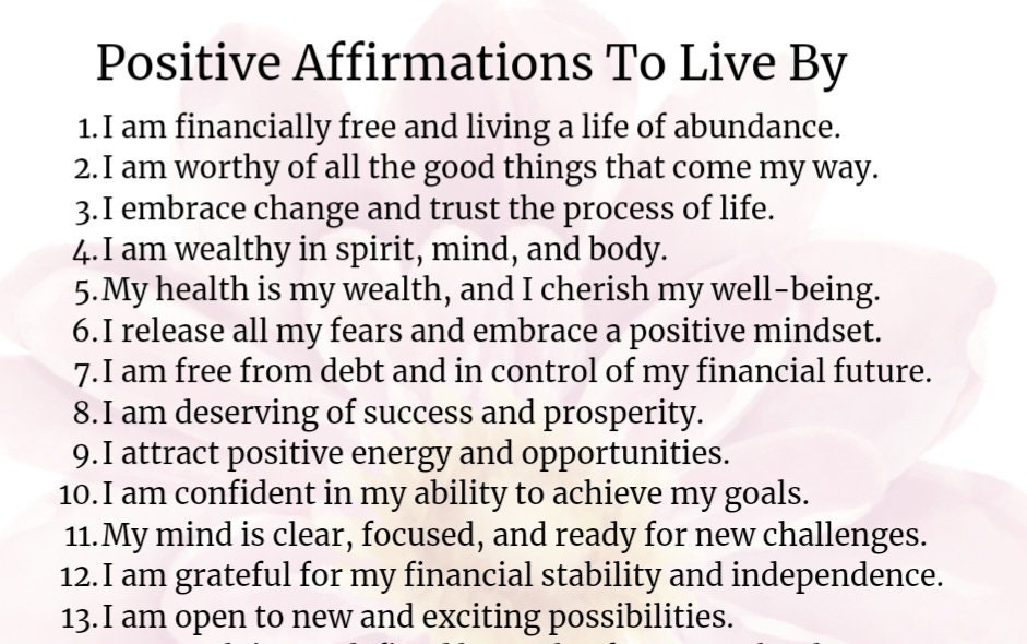 Positive Affirmations to Live by (PDF) - Etsy