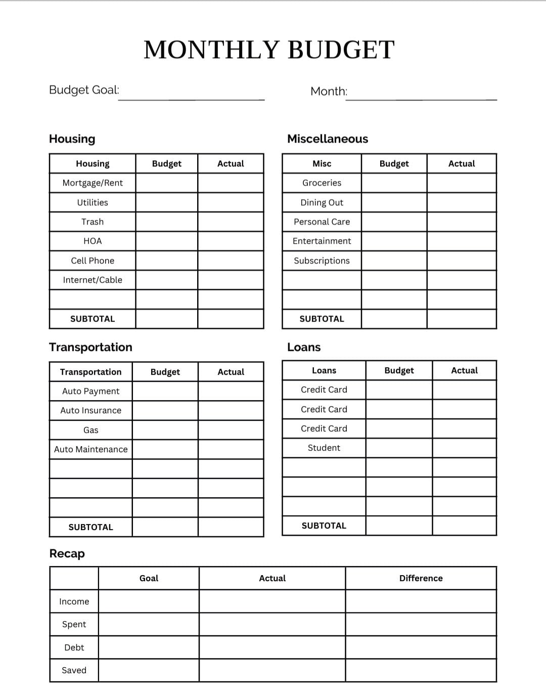 Budget Planner With Budgeting, Savings and Credit Tips, Tracking ...