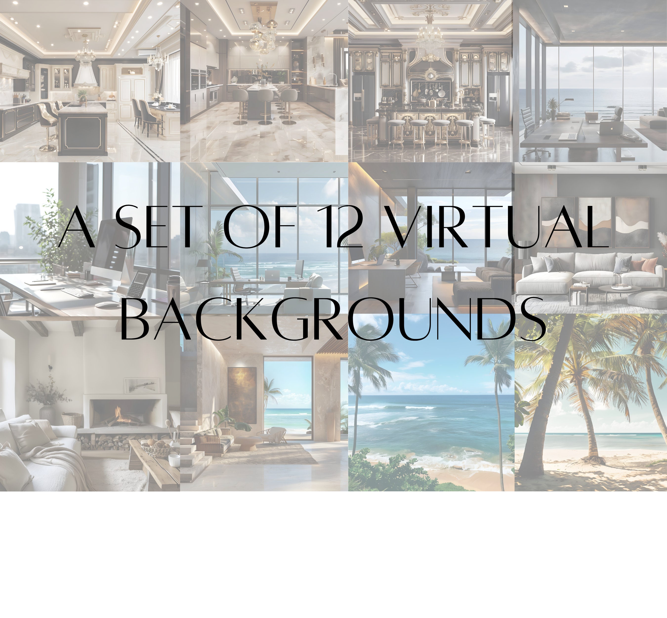 12 Zoom Modern Luxury Virtual Backgrounds Bundle Teams Meeting Skype ...