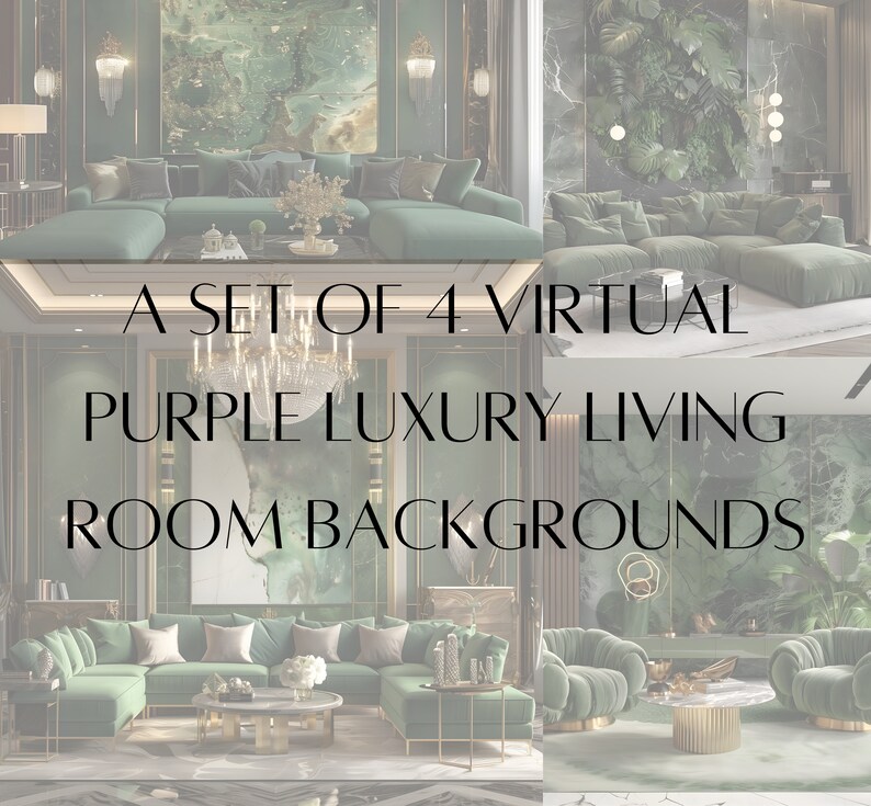 Green Luxury Virtual Zoom Backgrounds Set of 4 High-quality ...