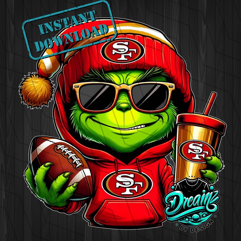 Cool Grinch Kid SF Football Fan Png, Svg, Clipart - Etsy
