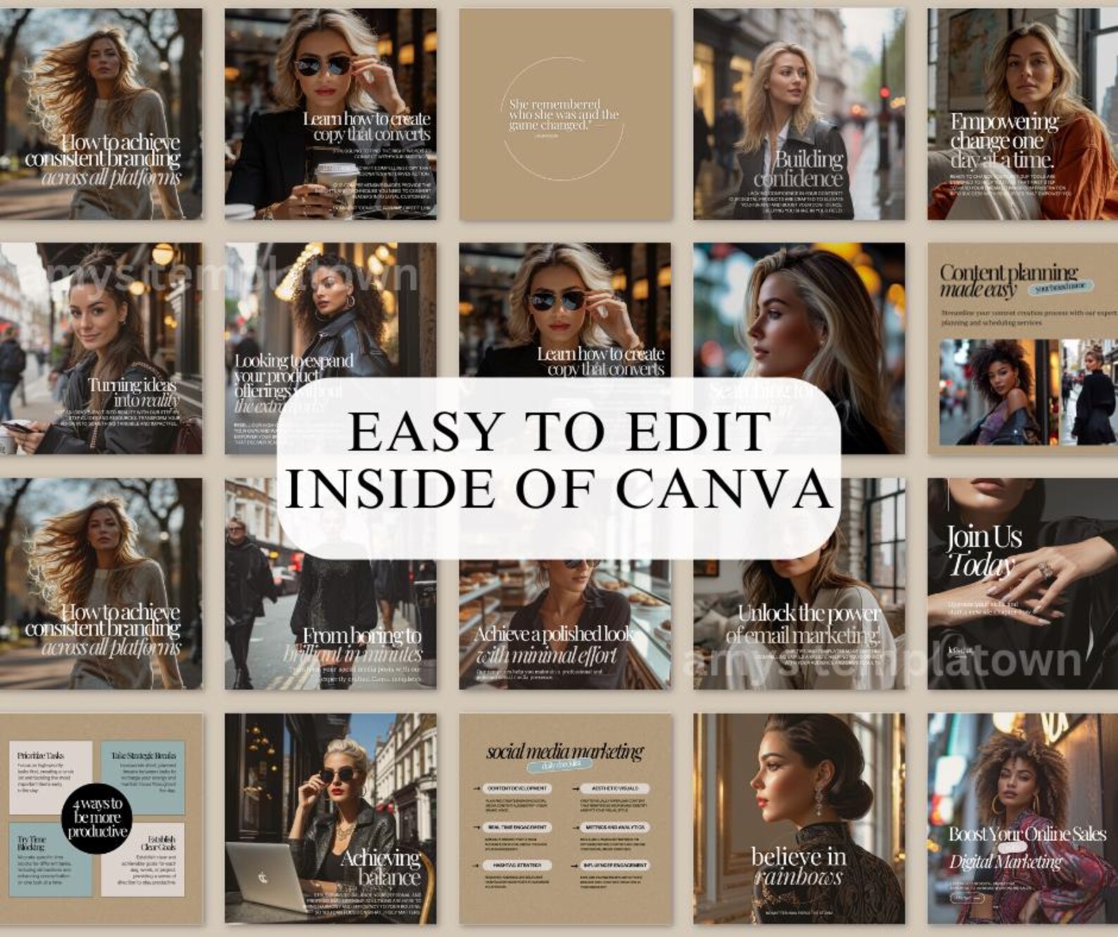 City Girl MRR Elegant Social Media Templates | 60 Posts & 60 Matching ...