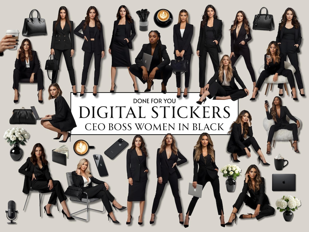 70+ Realistic Ceo Boss in Black With Drop Shadow Digital Stickers ...