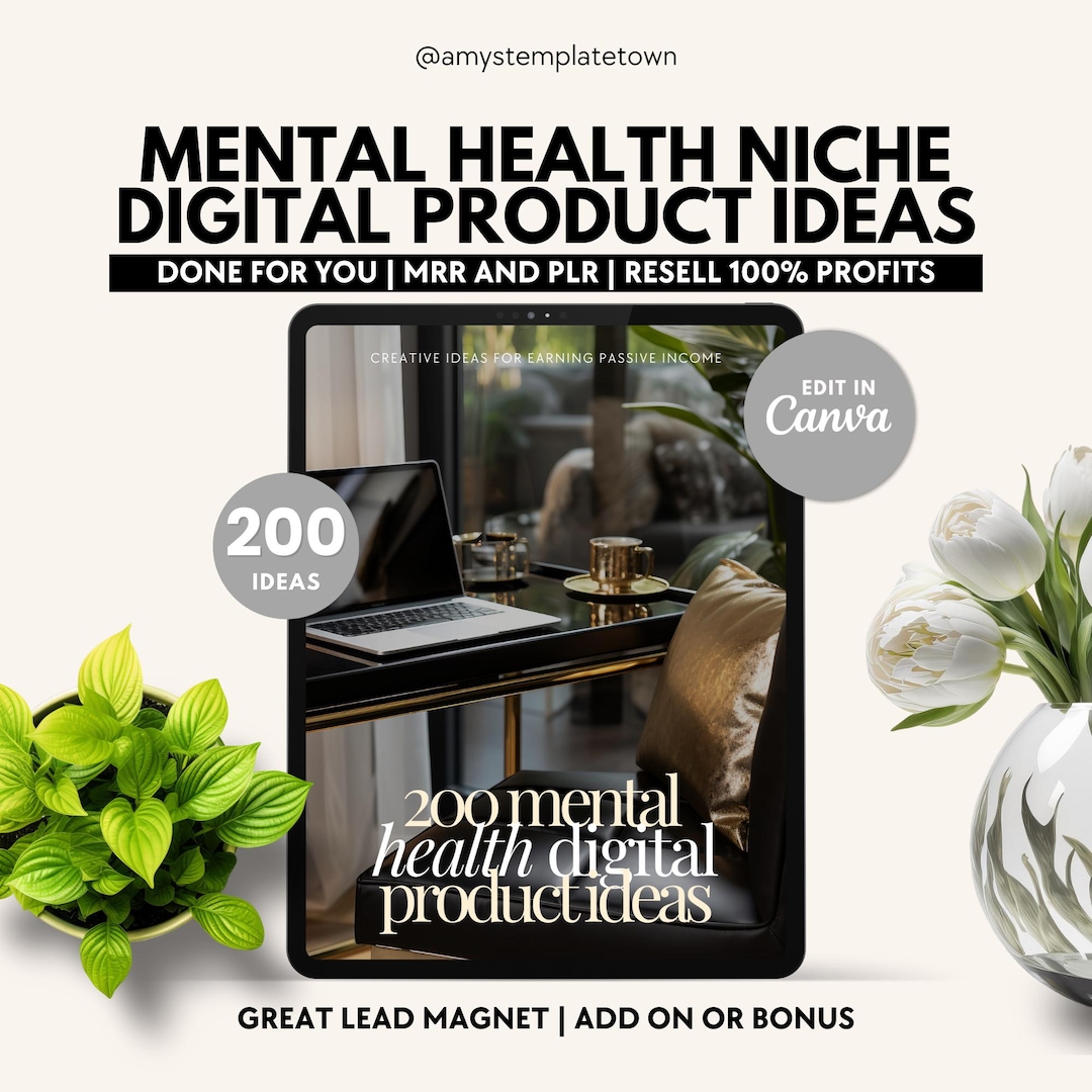 Mental Health Niche: 200 DIY Digital Product Ideas (MRR & PLR Rights ...