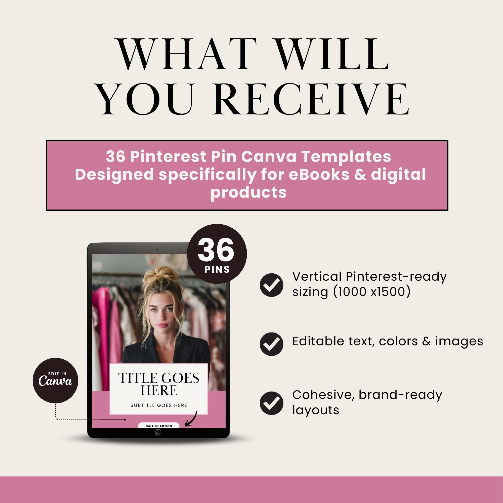 Editable Pinterest Pin Templates for Ebooks | Pink Theme | Opens in ...