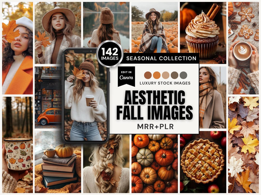 142 Aesthetic Fall Stock Image Collection | Opens in Canva (MRR+PLR ...