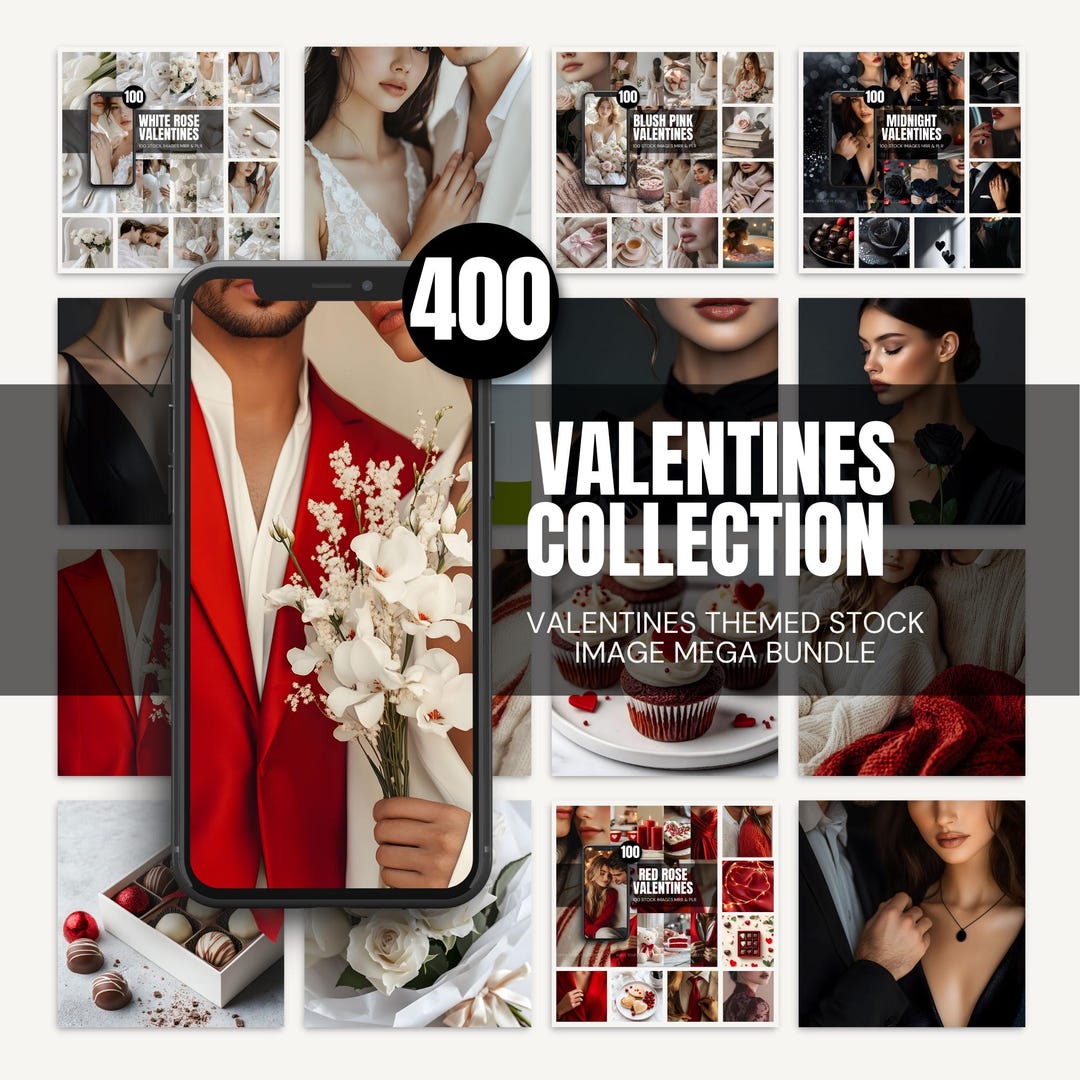 Valentine's Day Stock Image Bundle: 400 AI Images, Canva Templates (MRR ...